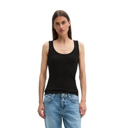 Marc O'Polo MARC O'POLO Damen T-Shirt "aus elastischem Rippjersey"schwarz, Gr. L, unifarben, Obermaterial: 97% Baumwolle, 3% Elasthan, Shirts