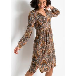 bonprix Damen Jerseykleid, bunt, Gr. 44, Jersey, Obermaterial: 95% Viskose, 5% Elasthan, Kleider, f&uuml;r k&uuml;hle Tage, aus Viskose mit Elasthan,