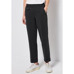 Street One Damen Chinohose, schwarz, Gr. 32, kariert, Jersey, 53% Polyester, 22% Polyamid, 22% Viskose, 3% Elasthan, Hosen, Middle Waist