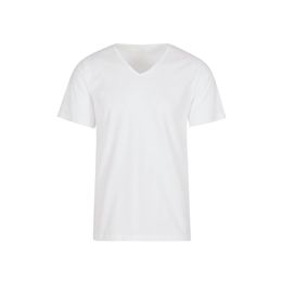 TRIGEMA Herren T-Shirt "TRIGEMA T Shirt aus Biobaumwolle mit V-Ausschnitt", wei&szlig;, Basic, Gr. S, Single Jersey, 100% Baumwolle (Bio-Baumwolle kbA),