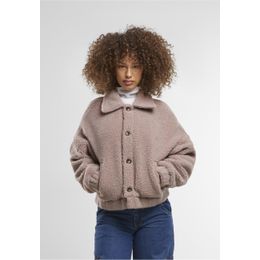 Urban Classics Damen Allwetterjacke "Urban Classics Ladies Short Sherpa Button Jacket", braun, Gr. XL, unifarben, 100% Polyester, Jacken
