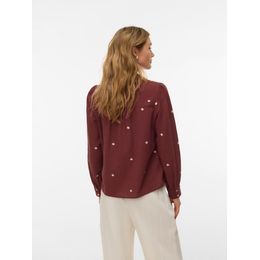 V&eacute;ro Moda VERO MODA Damen Langarmbluse "VMJILLIAN LS SHIRT WVN BTQ", rot, Gr. M, bestickt, unifarben, Web, Obermaterial: 100% Baumwolle, Blusen, Baumwolle