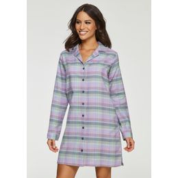 Damen Nachthemd, VIVANCE DREAMS BY LASCANA, Gr. 42, lila, Flanell, Obermaterial: 100% Baumwolle, kariert, Kleider, aus kuschelig weichem Flanell