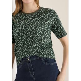 Cecil Damen Rundhalsshirt, gr&uuml;n, Gr. XL, gemustert, Web, 50% Baumwolle, 50% Modal, Shirts, Rundhalsausschnitt