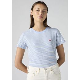 Levi's LEVI'S Damen T-Shirt "PERFECT TEE", blau, Gr. XS, unifarben, Single Jersey, Obermaterial: 100% Baumwolle, Shirts, mit kleiner Logo-Stickerei