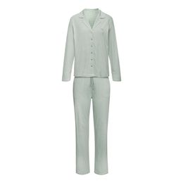 Damen Pyjama, VIVANCE DREAMS BY LASCANA, Gr. 48gr&uuml;n, wei&szlig;, gestreift, Single Jersey, Obermaterial: 100% Baumwolle, gestreift, Homewear-Sets, mit