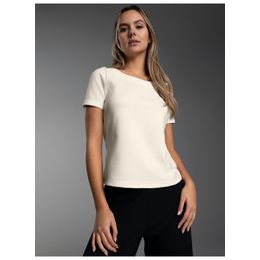 TRIGEMA Damen Sweatshirt "TRIGEMA Shirt mit kurzen &Auml;rmeln mit Kristallsteinen", beige, Gr. S, Sweatware, 55% Polyester, 45% Baumwolle, Sweatshirts