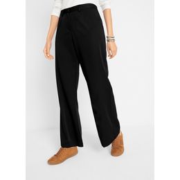 bonprix Damen Marlene-Hose, schwarz, festlich, Gr. 38, unifarben, Web, Obermaterial: 95% Polyester, 5% Elasthan, Hosen, mit weitem Bein, B&uuml;gelfalte
