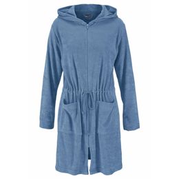 Damenbademantel OTTO HOME, L:90cm, blau, Leichtfrottee, Hausm&auml;ntel, "Nela, ideal f&uuml;r Sauna & Spa, Hotelbademantel, Morgenmantel", einfarbig, kurz,