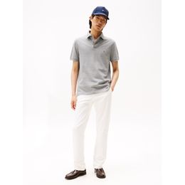 Tommy Hilfiger Herren Poloshirt "1985 REGULAR POLO mit Kontraststreifen und Knopfleiste", grau, Gr. XXL, bestickt, meliert, Jersey, Obermaterial: 96%