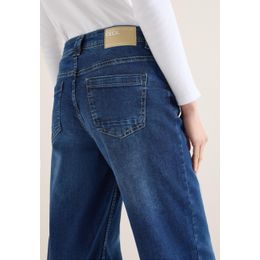 Cecil Damen Loose-fit-Jeansmid blau wash, Gr. 28, unifarben, Jeans, 84% Baumwolle, 14% Polyester, 2% Elasthan, Jeans, High Waist