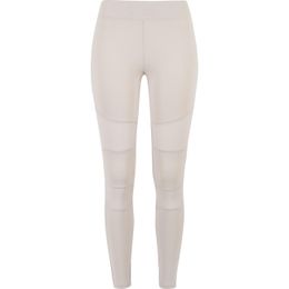 Leggings Urban Classics "Urban Classics Damen Ladies Tech Mesh Leggings", Damen, Gr. XXL, US-Gr&ouml;&szlig;en, warmgrau, 80% Polyamid, 20% Elasthan, unifarben, slim fit, Hosen Leggings