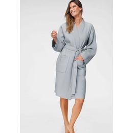 Unisex-Bademantel OTTO HOME, L:105cm, grau, Waffelpiqu&eacute;, Hausm&auml;ntel, "Nora, ideal f&uuml;r Sauna & Spa, Hotelbademantel, Morgenmantel", Damen & Herren,