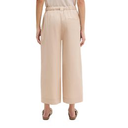Marc O'Polo MARC O'POLO Damen Dehnbund-Hose "MARGO Wide", beige, Gr. 44, Web, Obermaterial: 90% Lyocell, 10% Leinen, Hosen, Model Margo wide aus