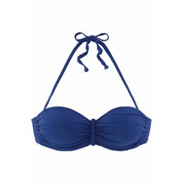 Buffalo Damen B&uuml;gel-Bandeau-Bikini-Top "Happy", blau, Gr. 42, unifarben, Microfaser, Polyamid, Bikini-Oberteile, mit geflochtenem Detail