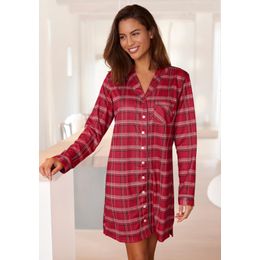 H.I.S. H.I.S Damen Nachthemd, Gr. 36, rot, Flanell, Obermaterial: 100% Baumwolle, Kleider, aus Flanell im Karo-Design