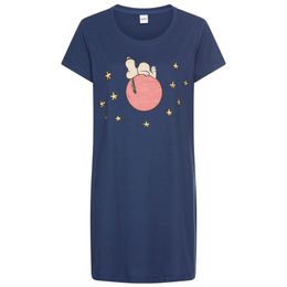 PEANUTS Damen Nachthemd, Gr. 44, blau, Single Jersey, Obermaterial: 100% Baumwolle, bedruckt, unifarben, Basic, Kleider, mit Snoopy-Druck