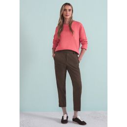 Street One Damen Stoffhose, braun, Gr. 44, unifarben, Stoff, 50% Polyester, 46% Baumwolle, 4% Elasthan, Hosen, im Loose Fit