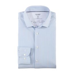 OLYMP Herren Businesshemd "Level Five body fit", blau, Gr. 46, Web, Obermaterial: 64% Baumwolle, 27% Polyester, 9% Elasthan, Hemden, fein gestreift