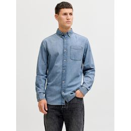 Jack & Jones Jeanshemd JACK & JONES "JJEBROOK JJOXFORD SHIRT AKM 990 NOOS", Herren, Gr. S, N-Gr, blau denim pack:light blau, Denim/Jeans, Obermaterial: 100% Baumwolle, unifarben, normal, Hemden Jeanshemd