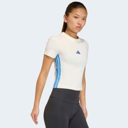 Damen T-Shirt "W 3S SJ BABY T"sanftes wei&szlig;, ray blau, Gr. S, adidas Sportswear, Obermaterial: 93% Baumwolle, 7% Elasthan, Shirts, schmale Passform,