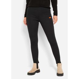 bonprix Damen Thermoleggings, schwarz, Gr. 40, unifarben, Web, Obermaterial: 85% Polyester, 15% Baumwolle, Hosen, mit Teddyfutter, aus Polyester und