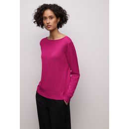 Longpullover Street One, Damen, Gr. 42, magenta dream, Stoff, 86% Viskose, 14% Polyester, unifarben, comfort fit normal, U-Boot-Ausschnitt, B&uuml;ndchen, Pullover Longpullover, mit Strick-Detail