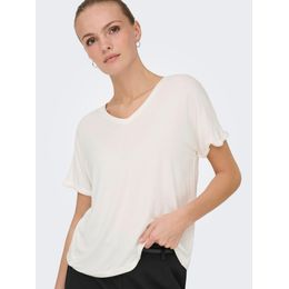 Jacqueline de Yong JDY Damen T-Shirt "JDYSISSY S/S V-NECK TOP JRS DIA", wei&szlig;, Gr. XL, unifarben, Jersey, Obermaterial: 96% Viskose, 4% Elasthan, Shirts