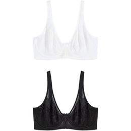 bonprix Damen Minimizer-BH, Gr. 75wei&szlig;, schwarz, Obermaterial: 80% Polyamid, 20% Elasthan. Netzfutter: 90% Polyamid, 10% Elasthan. Spitze: 90%