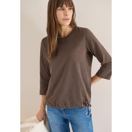 Cecil Damen 3/4-Arm-Shirt, braun, Gr. S, unifarben, Web, 100% Baumwolle, Shirts, mit 3/4 &Auml;rmeln