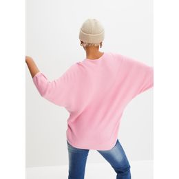 bonprix Damen Strickpulloverrosa, Gr. 44, Strukturmuster, unifarben, Strick, Obermaterial: 50% Viskose, 26% Polyamid, 24% Polyester, Pullover, aus