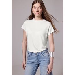 Damen T-Shirt, wei&szlig;, Gr. 46, STREET ONE STUDIO, unifarben, Stoff, 76% Viskose, 20% Modal, 4% Elasthan, Shirts, mit Turtleneck