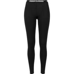 Urban Classics Damen Leggings "Urban Classics Damen Ladies Logo Leggings", schwarz, Gr. XL, unifarben, 95% Baumwolle, 5% Elasthan, Hosen