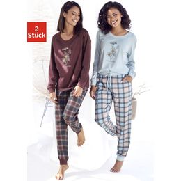 Damen Pyjama, VIVANCE DREAMS BY LASCANA, Gr. 36, bunt, Single Jersey, Obermaterial: 100% Baumwolle. Unterteil: 100% Baumwolle, Basic, Homewear-Sets,