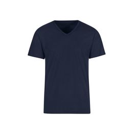 TRIGEMA Damen T-Shirt "TRIGEMA T Shirt aus Biobaumwolle mit V-Ausschnitt"navy, Basic, Gr. XXXL, Single Jersey, 100% Baumwolle (Bio-Baumwolle kbA),