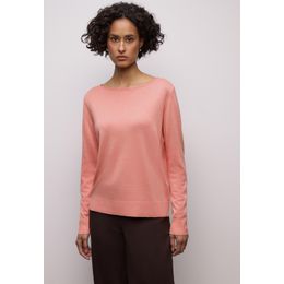 Longpullover Street One, Damen, Gr. 40, light apricot, Stoff, 86% Viskose, 14% Polyester, unifarben, comfort fit normal, U-Boot-Ausschnitt, B&uuml;ndchen, Pullover Longpullover, mit Strick-Detail