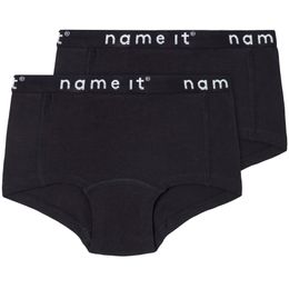name it M&auml;dchen Hipster "NKFHIPSTER 2P NOOS", Gr. 146, schwarz, Jersey, Obermaterial: 95% Baumwolle, 5% Elasthan, unifarben, Unterhosen, unifarben,