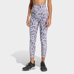 Damen Trainingstights "OPTIME ESSENTIALS WORKOUT LEOPARD 7/8 LEGGINGS"ice lila, shadow navy, normal, gr., Gr. XL, adidas Performance, Obermaterial: