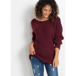 bonprix Damen Strickpulloverahornrot meliert, Gr. 44, Strukturmuster, unifarben, Strick, Obermaterial: 97% Polyester, 3% Elasthan, Pullover,