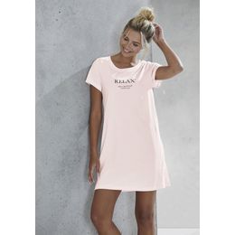 Damen Nachthemd, VIVANCE DREAMS BY LASCANA, Gr. 40, rosa, Single Jersey, Obermaterial: 100% Baumwolle, bedruckt, unifarben, Kleider, mit