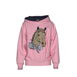 TRIGEMA M&auml;dchen Kapuzensweatshirt "TRIGEMA Hoodie mit gro&szlig;em Pferde-Printmotiv", rosa, Basic, Gr. 128, Sweatware, 50% Baumwolle, 50% Polyester,