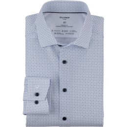 OLYMP Herren Businesshemd "Luxor", blau, Gr. 46, Web, Obermaterial: 64% Baumwolle, 27% Polyester, 9% Elasthan, Hemden, mit mehrfarbigen Muster,