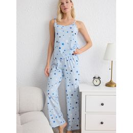 Trendyol Pyjama Damen Gr&ouml;&szlig;e M blau / navy / pastellblau / wei&szlig; Winterkleid