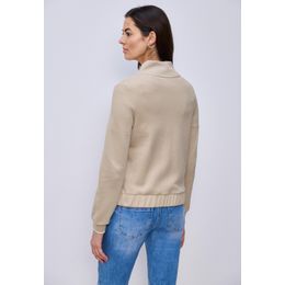 Street One Damen Cardigancotton beige, Gr. 46, unifarben, Web, 60% Baumwolle, 36% Polyester, 4% Elasthan, Strickjacken, mit College-Style Details