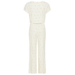 Damen Pyjama, VIVANCE DREAMS BY LASCANA, Gr. 40, beige, Rippware, Obermaterial: 92% Viskose, 8% Elasthan, bedruckt, unifarben, Homewear-Sets, mit