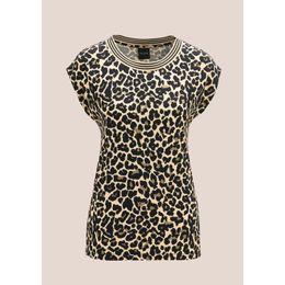 Madeleine Mode MADELEINE Damen Kurzarmshirt "Leo-Shirt Modernes Blusenshirt mit U-Boot-Ausschnitt", schwarz, Modern, Gr. 34, Obermaterial: 95% Viskose CV. 5%