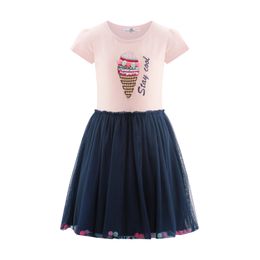 happy girls M&auml;dchen Jerseykleid, rosa, Gr. 110, bestickt, mehrfarbig, Jersey, Obermaterial: 95% Baumwolle, 5% Elasthan. Futter: 100% Polyester.