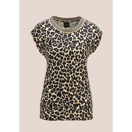 Madeleine Mode MADELEINE Damen Kurzarmshirt "Leo-Shirt Modernes Blusenshirt mit U-Boot-Ausschnitt", schwarz, Modern, Gr. 44, Obermaterial: 95% Viskose CV. 5%