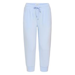 oxmo Damen Caprihose "Caprihose OXOdda", blau, Gr. L, Obermaterial: 95% Baumwolle CO. 5% Elasthan EL., Hosen