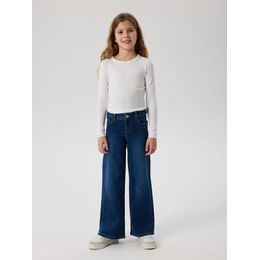 name it M&auml;dchen Weite Jeans "NKFPOLLY X-WIDE JEANS 3057-FR NOOS", blau, Gr. 122, leichte Abriebeffekte, unifarben, Denim/Jeans, Obermaterial: 98%